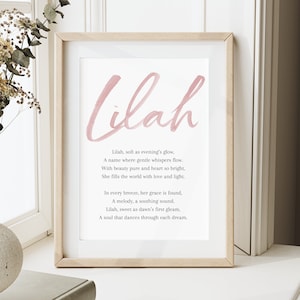 Lilah Baby Name Meaning Poem Baby Names Nursery Sign Girl Names ...