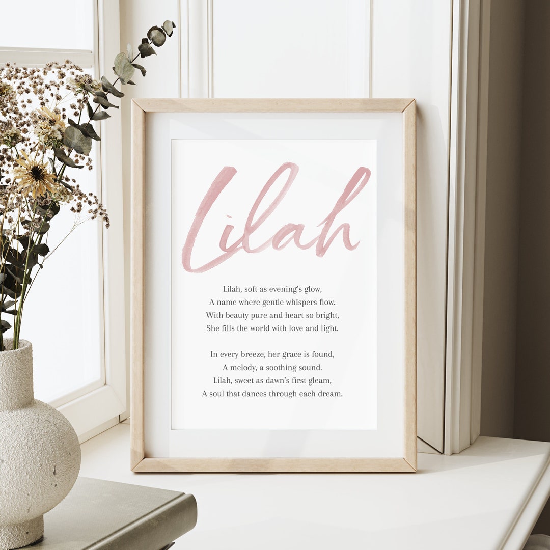 Lilah Baby Name Meaning Poem Baby Names Nursery Sign Girl Names ...