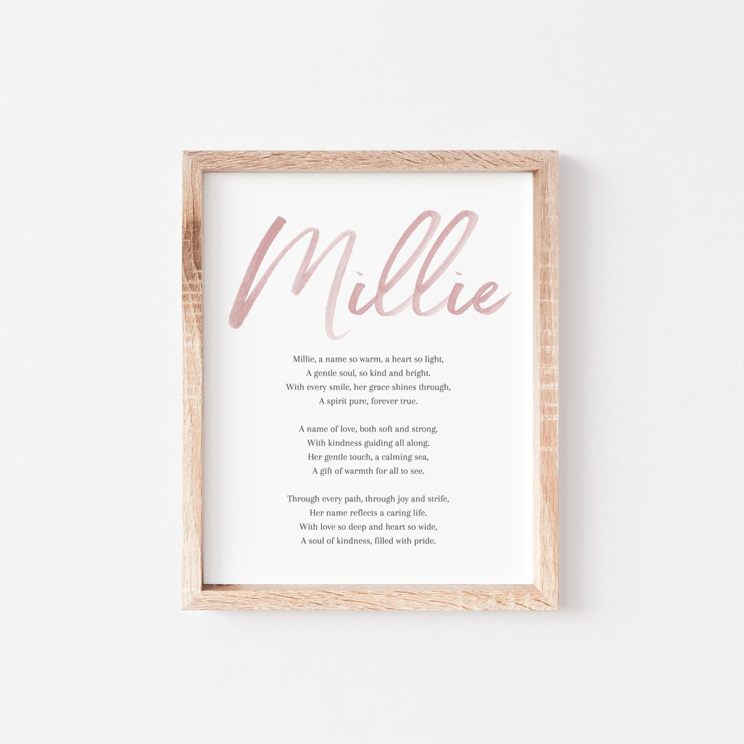 Millie Baby Name Meaning Poem Baby Names Nursery Sign Girl Names ...