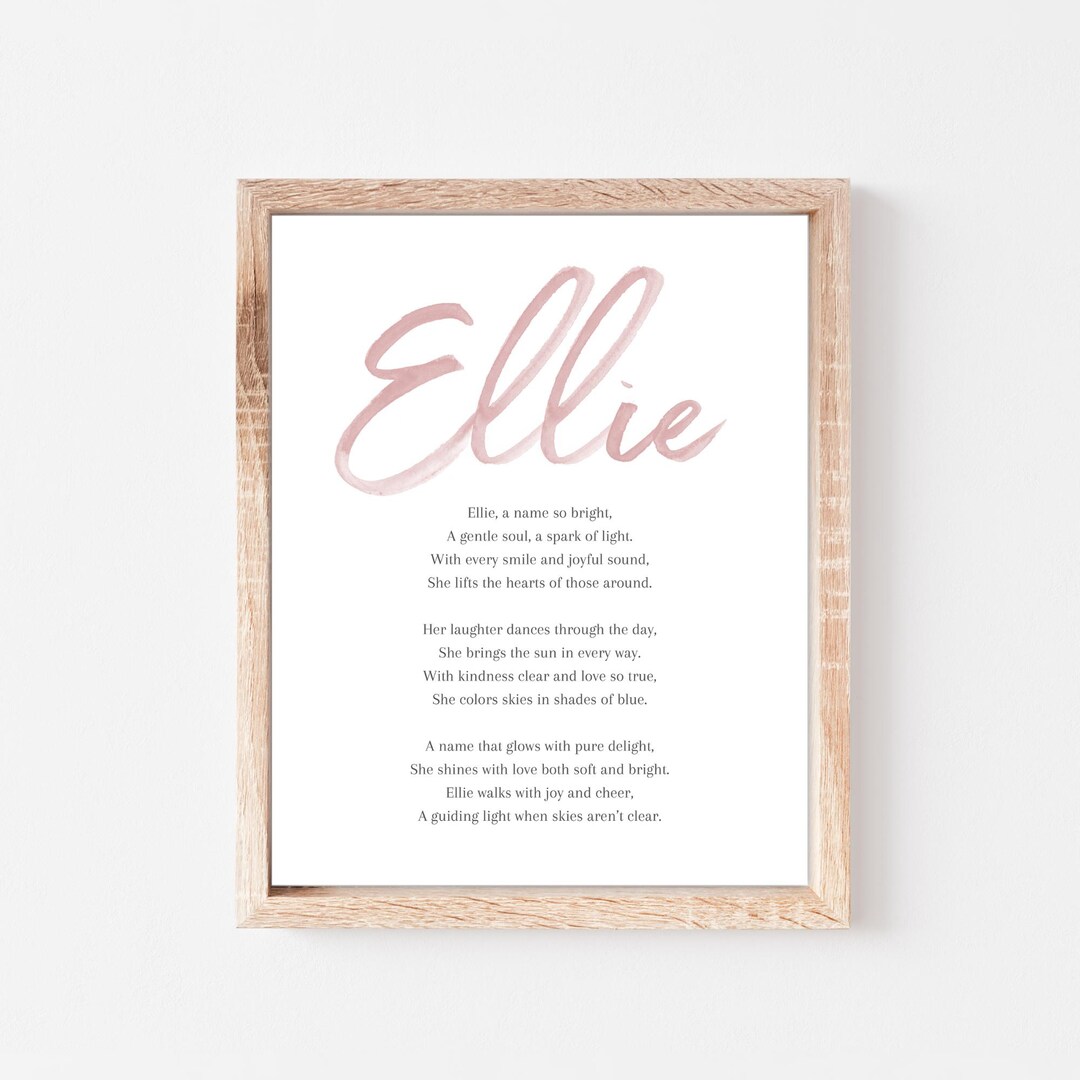 Ellie Baby Name Meaning Poem Baby Names Nursery Sign Girl Names ...