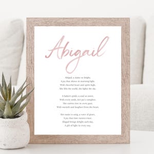 Abigail Baby Name Meaning Poem Baby Names Nursery Sign Girl Names Printable Poem Instant Digital ...