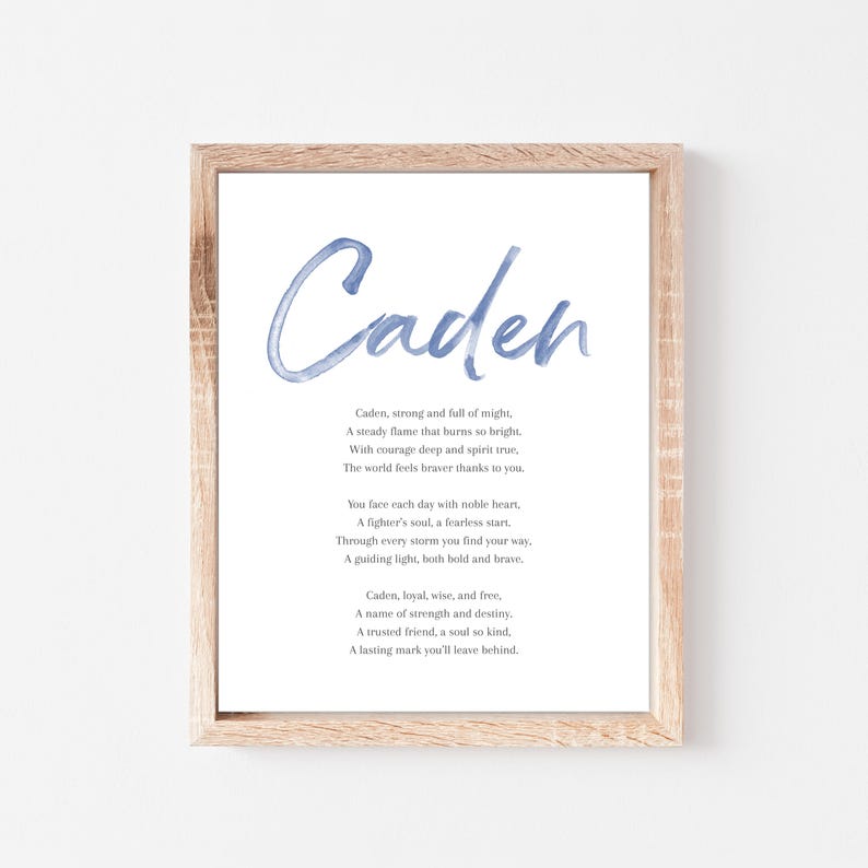 Caden Baby Name Meaning Poem Baby Names Nursery Sign Boy Names ...