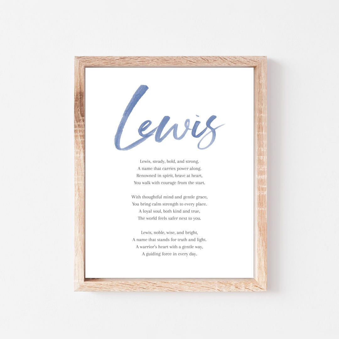 Lewis Baby Name Meaning Poem Baby Names Nursery Sign Boy Names ...