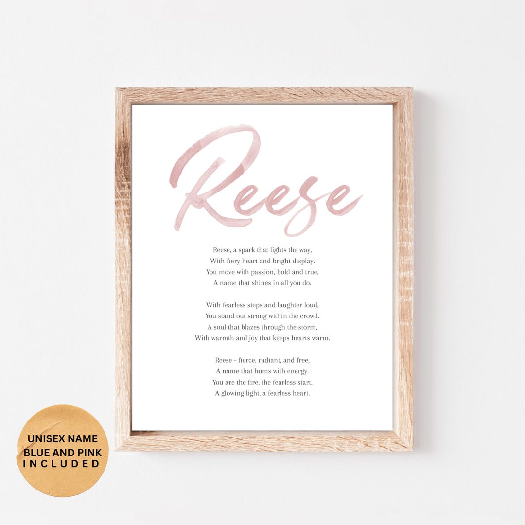 Reese Baby Name Meaning Poem Baby Names Nursery Sign Girl Names ...