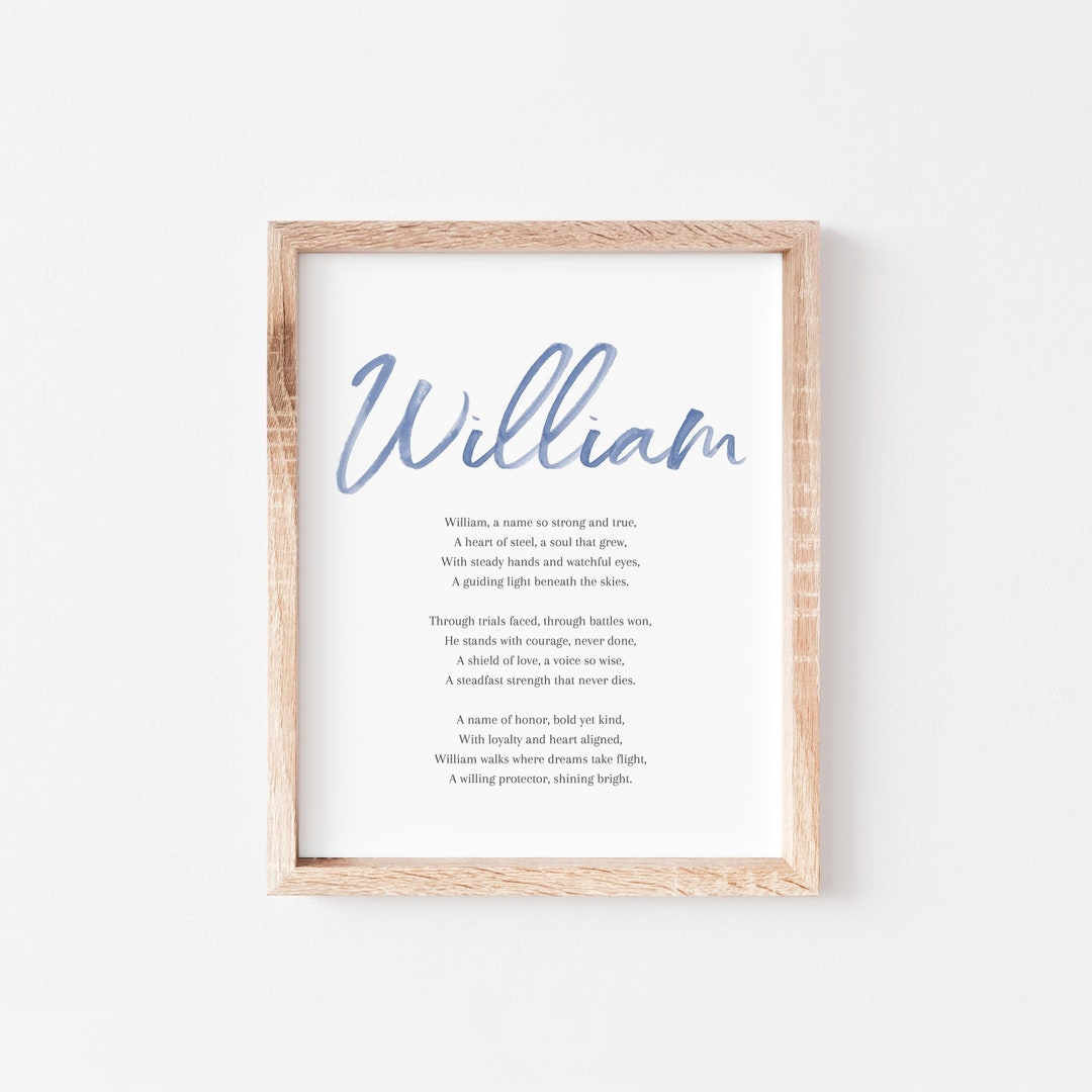 William Baby Name Meaning Poem Baby Names Nursery Sign Boy Names ...