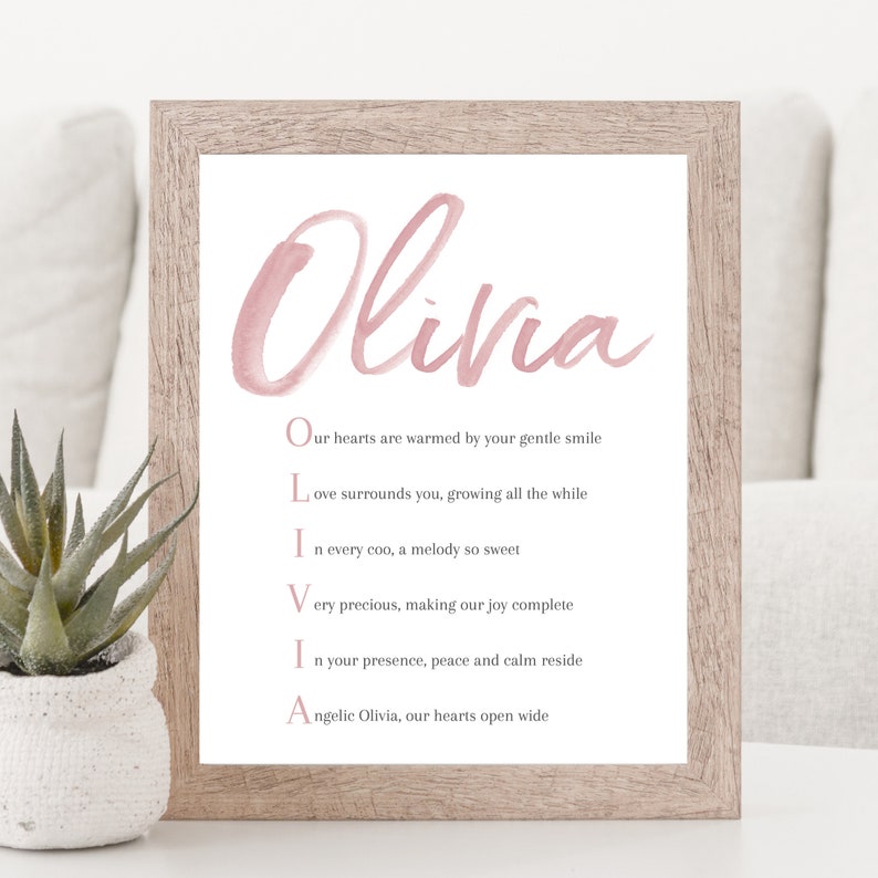 Olivia Baby Name Acrostic Poem Baby Names Nursery Sign Girl Names ...