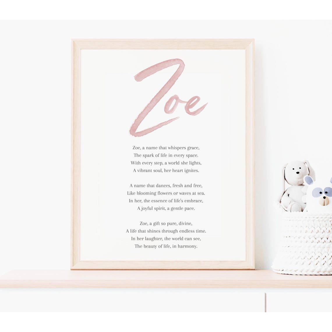 Zoe Baby Name Meaning Poem Baby Names Nursery Sign Girl Names Printable ...
