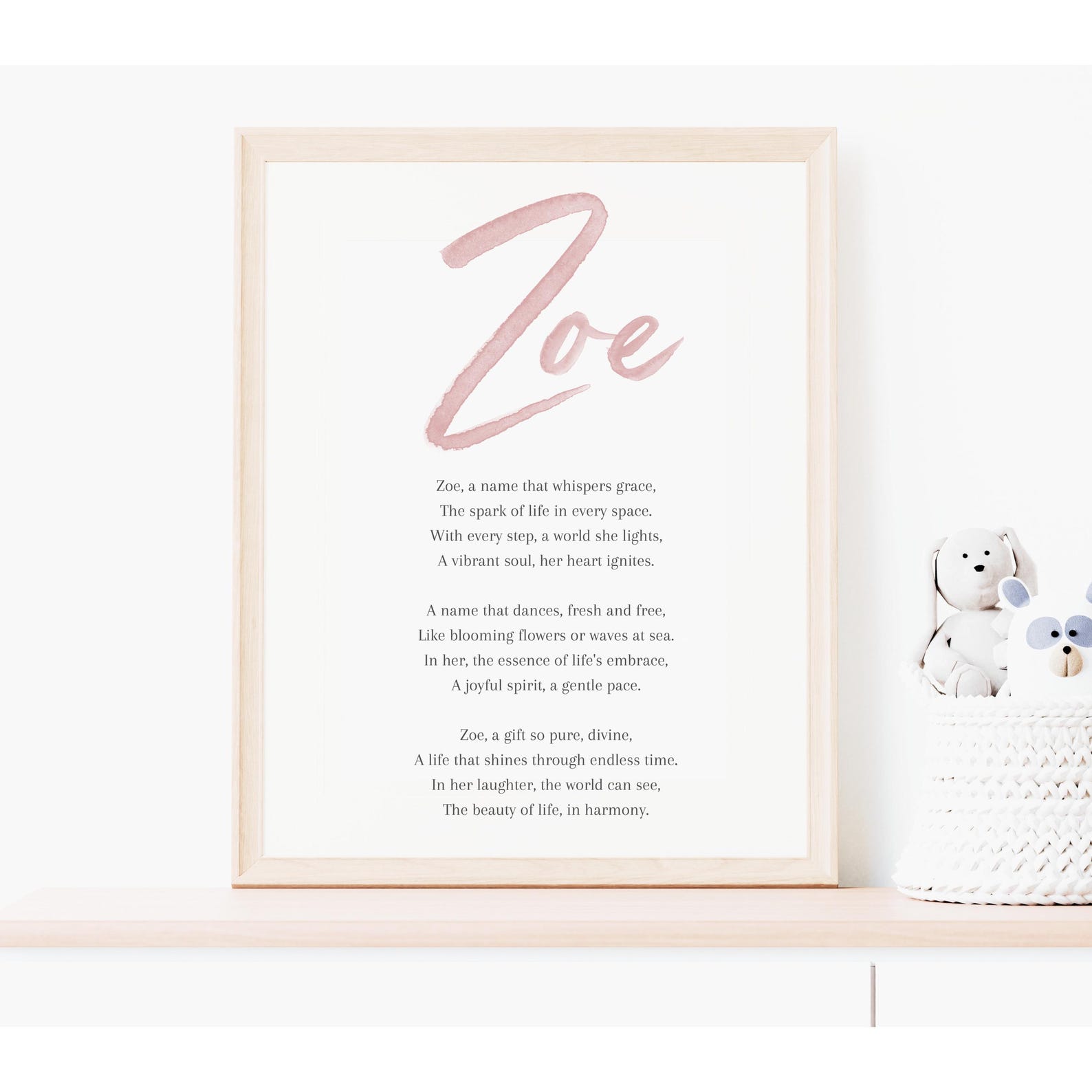 Zoe Baby Name Meaning Poem Baby Names Nursery Sign Girl Names Printable ...