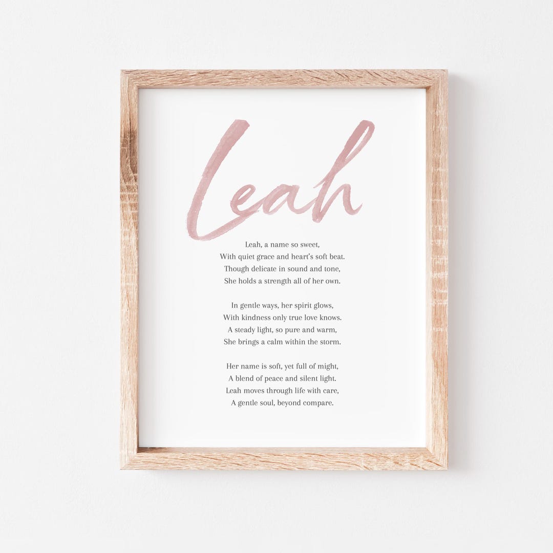 Leah Baby Name Meaning Poem Baby Names Nursery Sign Girl Names ...