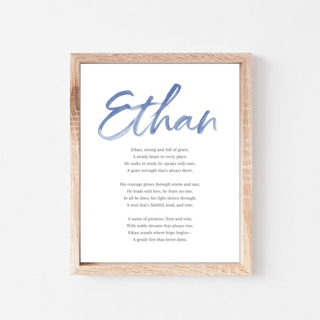 Ethan Baby Name Meaning Poem Baby Names Nursery Sign Boy Names ...