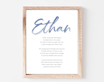 Ethan Baby Name Meaning Printable Baby Names Nursery Sign Boy Names ...