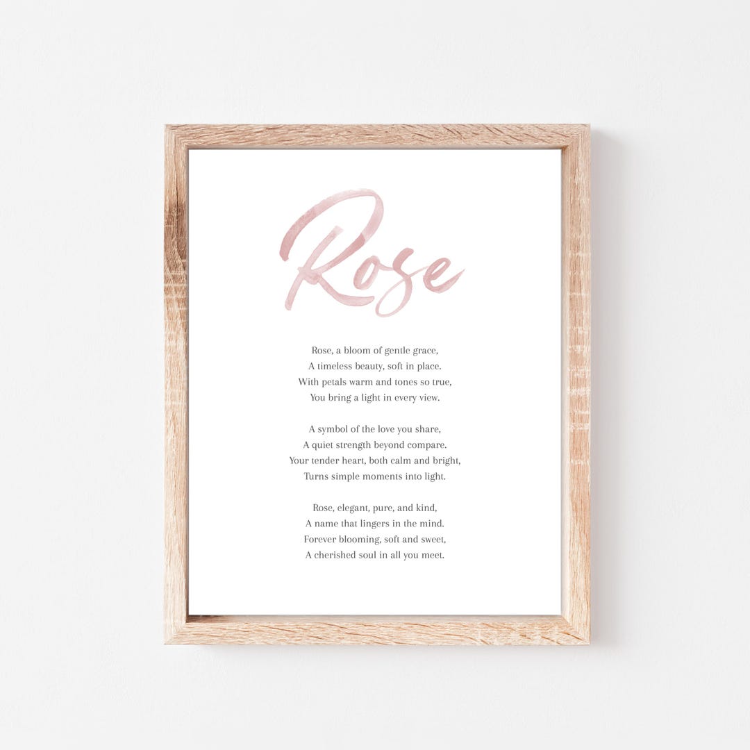 Rose Baby Name Meaning Poem Baby Names Nursery Sign Girl Names ...
