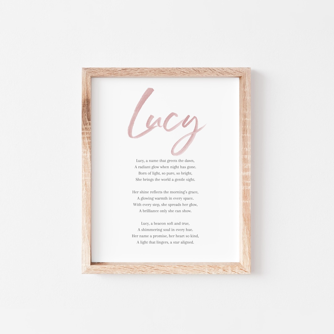 Lucy Baby Name Meaning Poem Baby Names Nursery Sign Girl Names ...