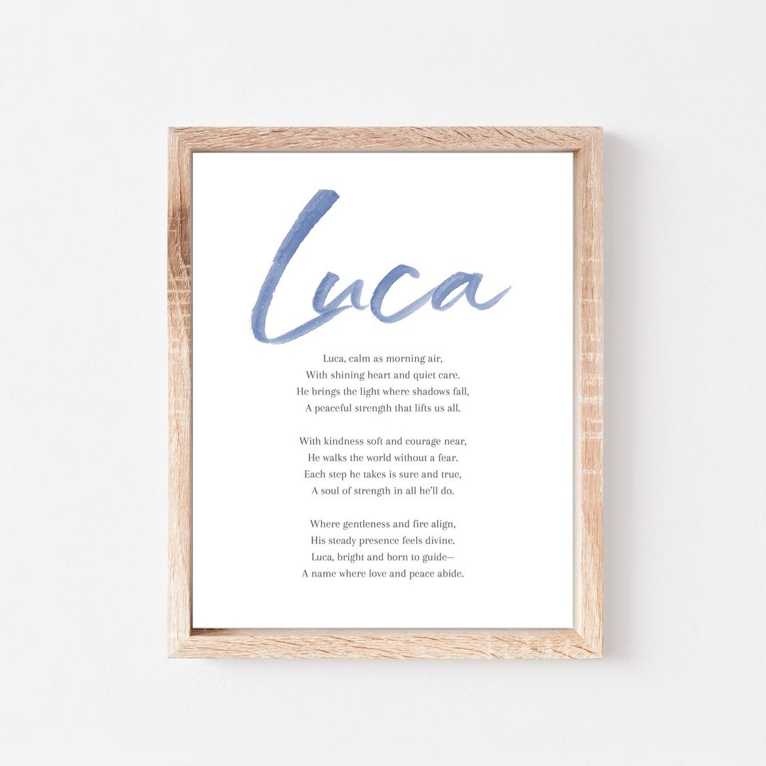 Luca Baby Name Meaning Poem Baby Names Nursery Sign Boy Names Printable ...