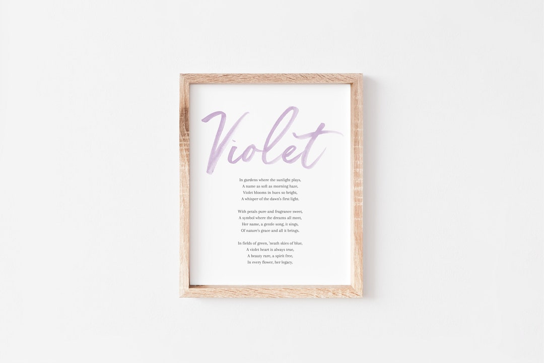 Violet Baby Name Meaning Poem Baby Names Nursery Sign Girl Names ...