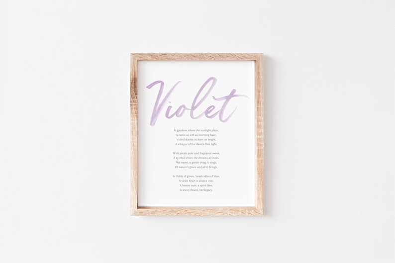 Violet Baby Name Meaning Poem Baby Names Nursery Sign Girl Names ...