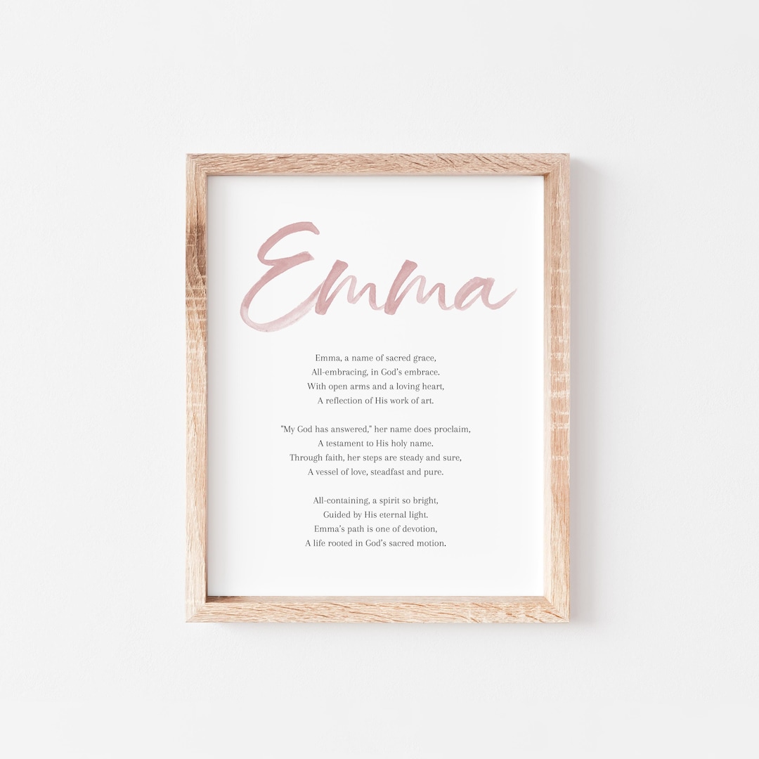 Emma Baby Name Meaning Poem Baby Names Nursery Sign Girls Names ...