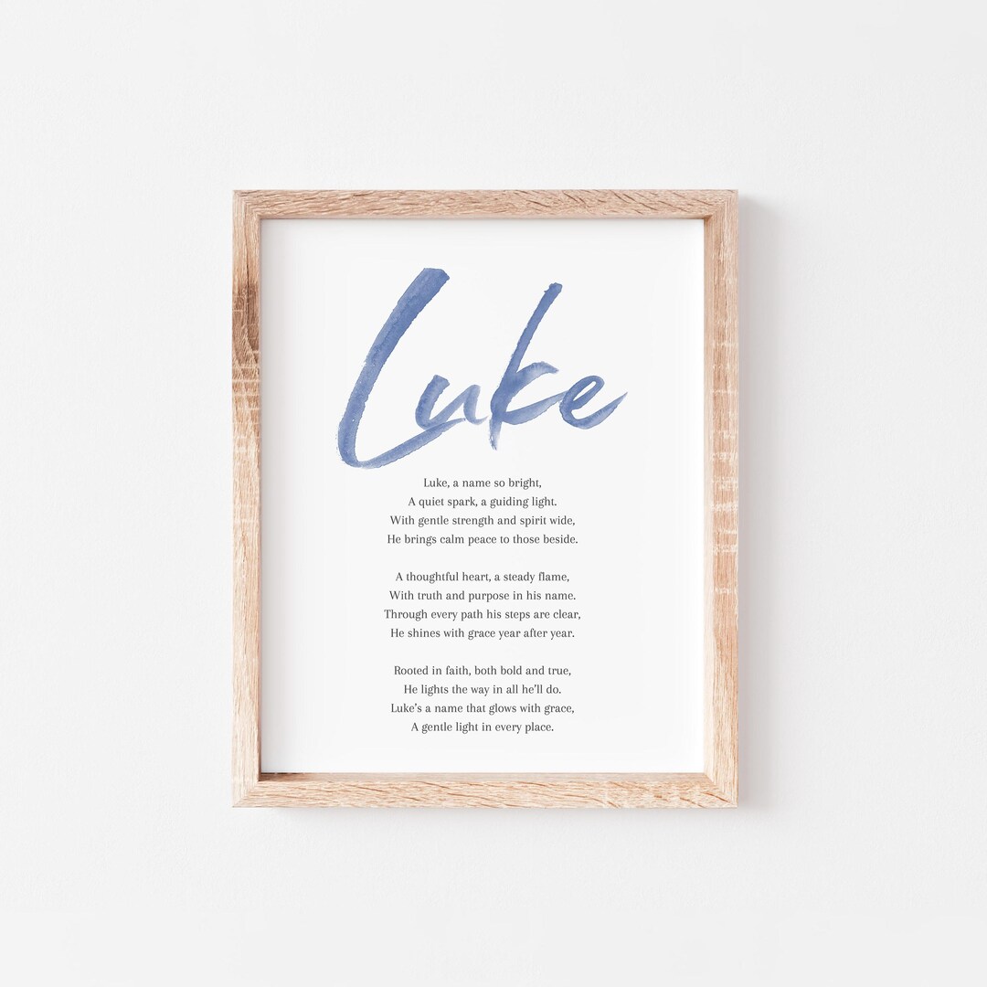 Luke Baby Name Meaning Poem Baby Names Nursery Sign Boy Names Printable Poem Instant Digital ...