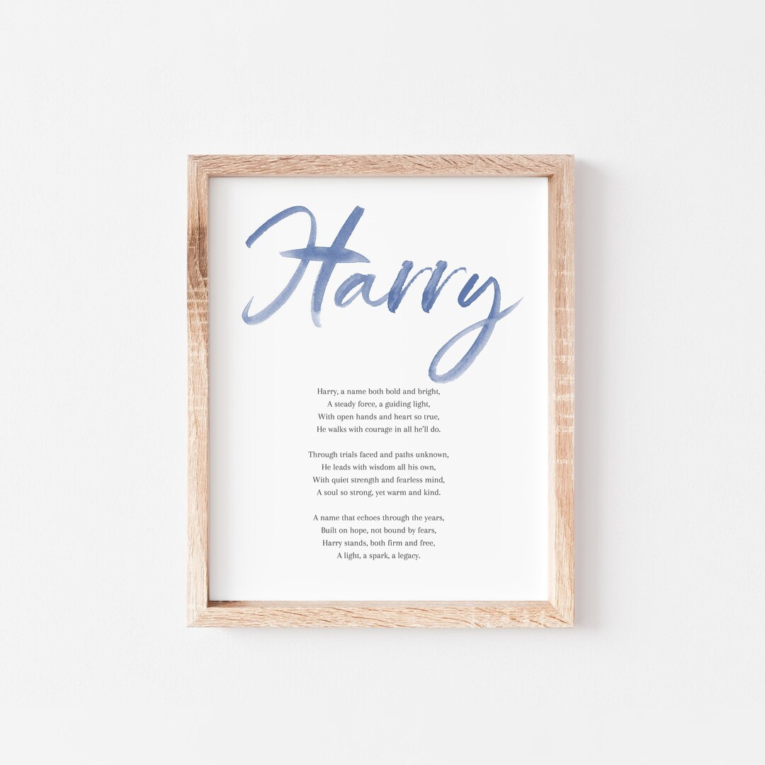 Harry Baby Name Meaning Poem Baby Names Nursery Sign Boy Names ...