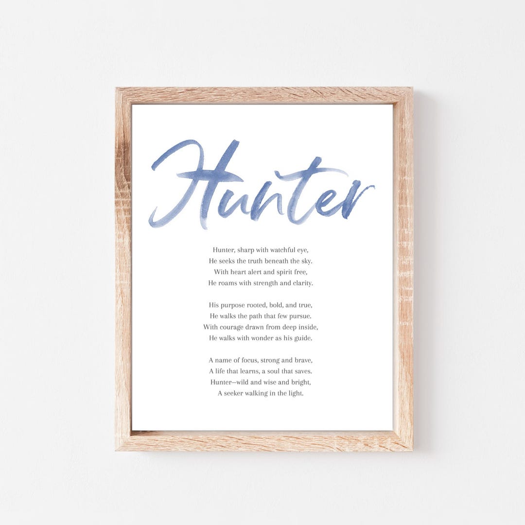 Hunter Baby Name Meaning Poem Baby Names Nursery Sign Boy Names ...