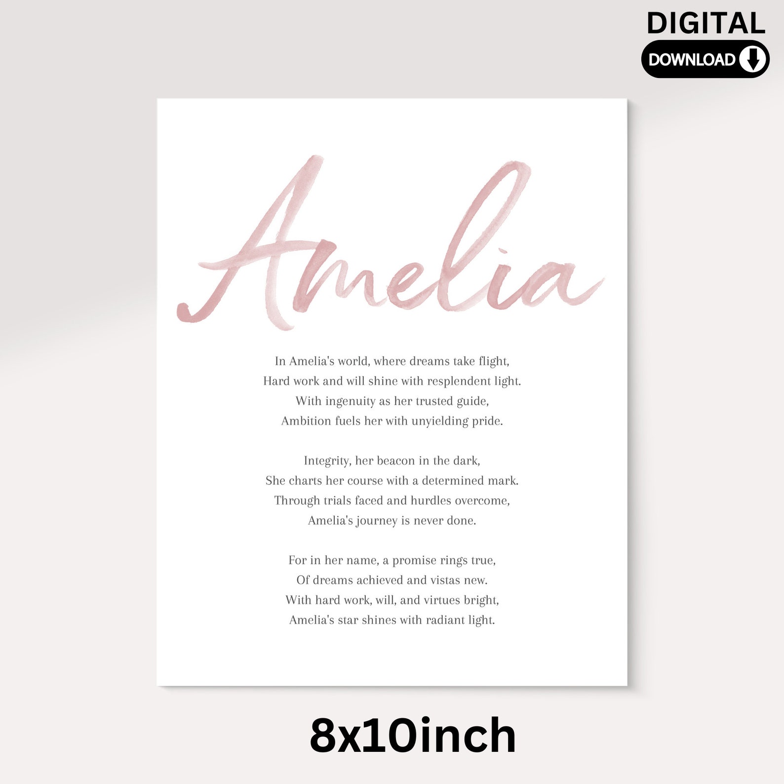 Amelia Baby Name Meaning Poem Baby Names Nursery Sign Girl Names ...