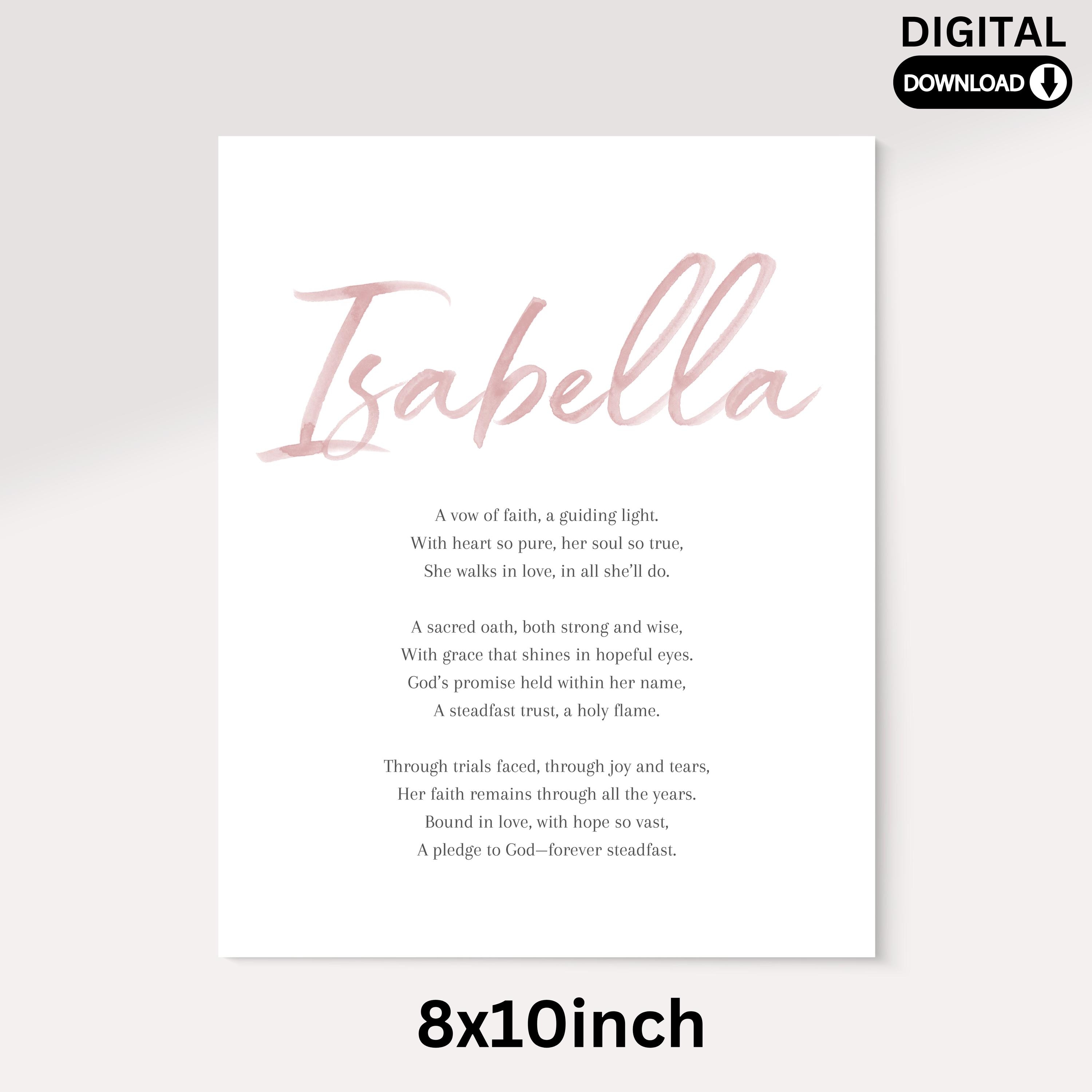Isabella Baby Name Meaning Poem Baby Names Nursery Sign Girl Names ...