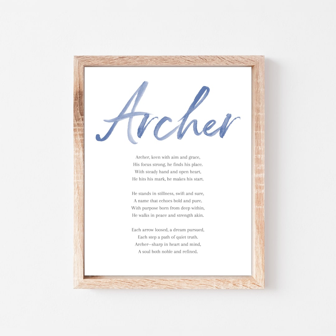 Archer Baby Name Meaning Poem Baby Names Nursery Sign Boy Names ...