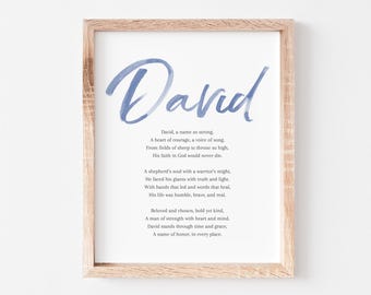 David Baby Name Meaning Printable Baby Names Nursery Sign Boy Names ...