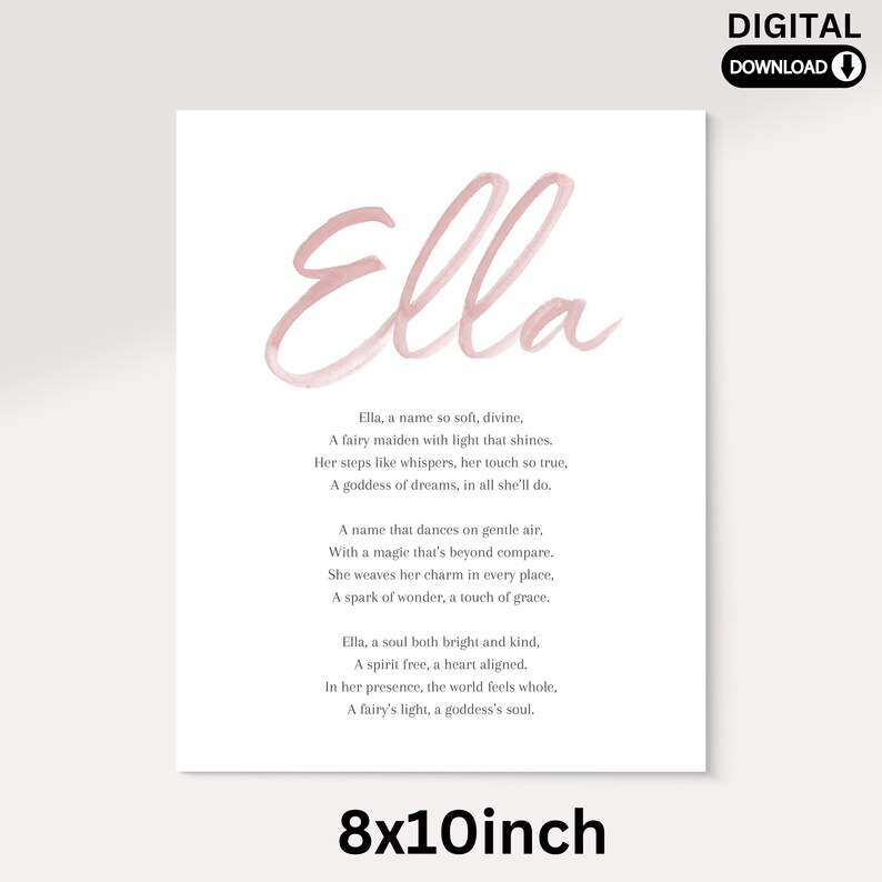 Ella Baby Name Meaning Poem Baby Names Nursery Sign Girl Names ...