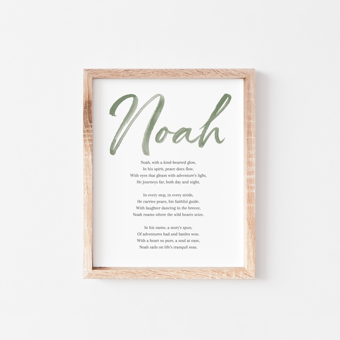 Noah Baby Name Meaning Poem Baby Names Nursery Sign Boy Names Printable ...
