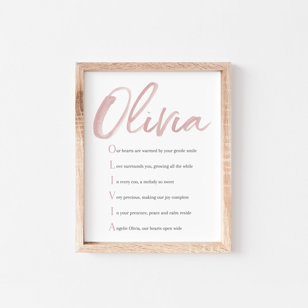Olivia Baby Name Acrostic Poem Baby Names Nursery Sign Girl Names Printable Poem Instant Digital ...