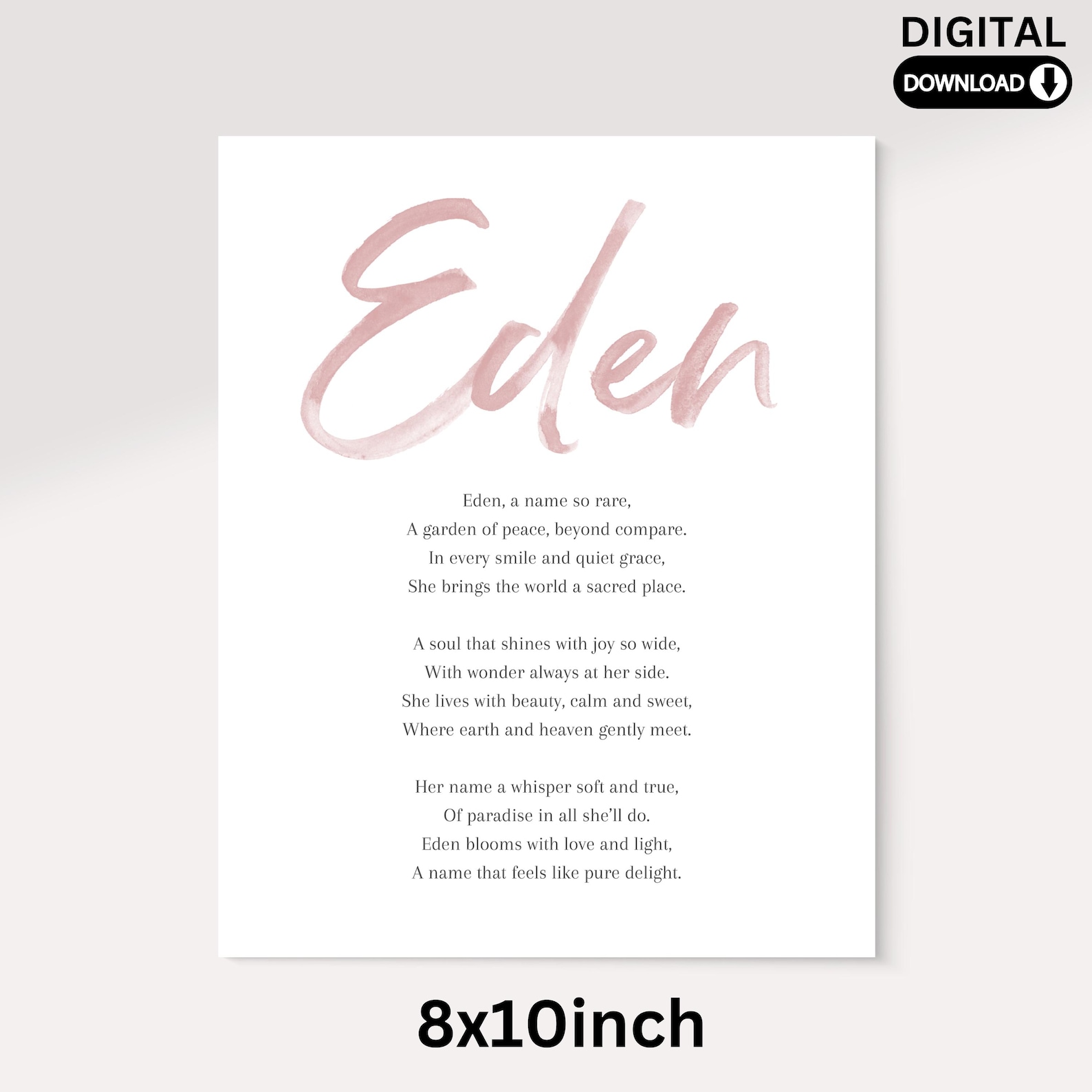 Eden Baby Name Meaning Poem Baby Names Nursery Sign Girl Names ...