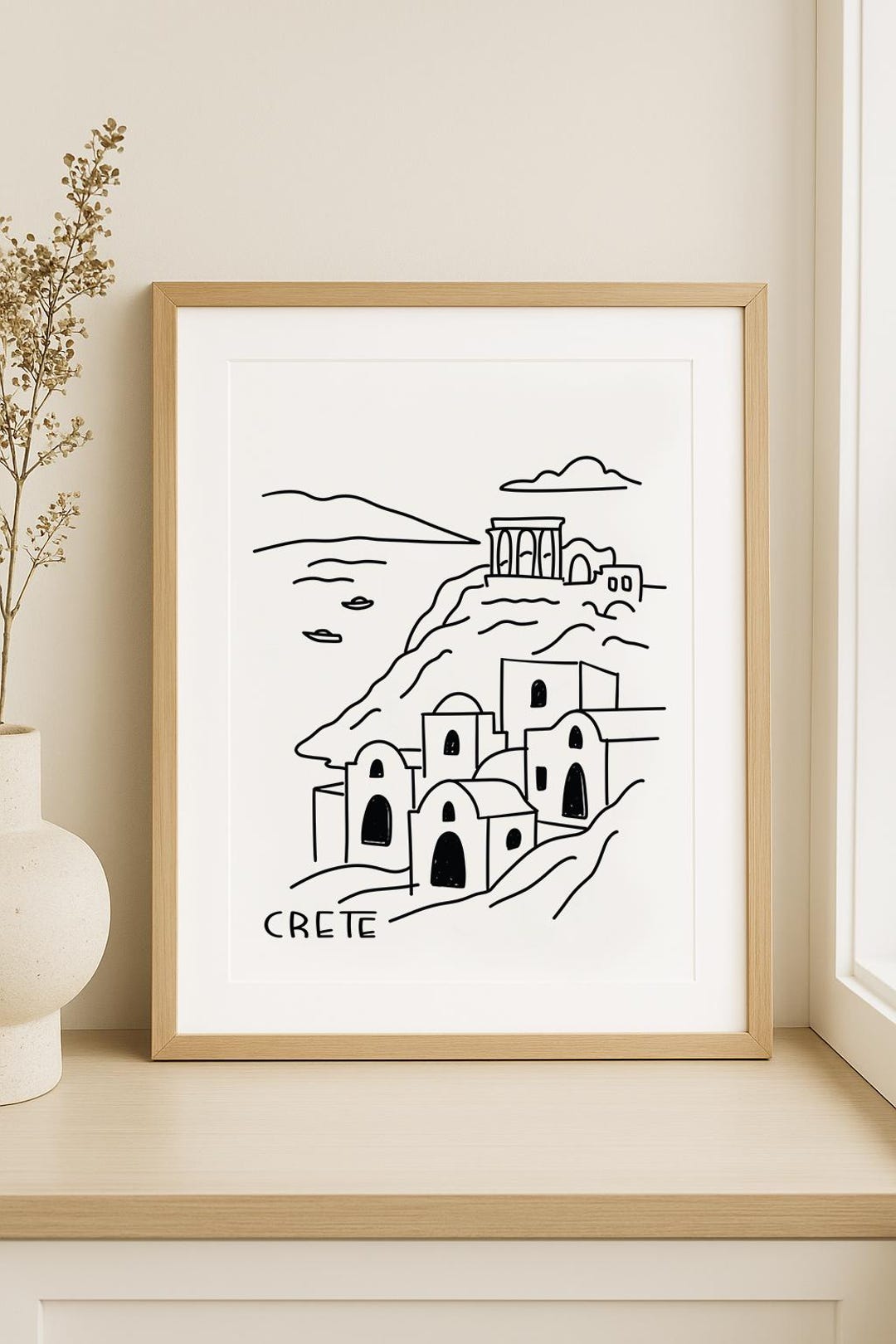 Crete Line Art Print, Greece Digital Download, Minimalist Wall Art ...