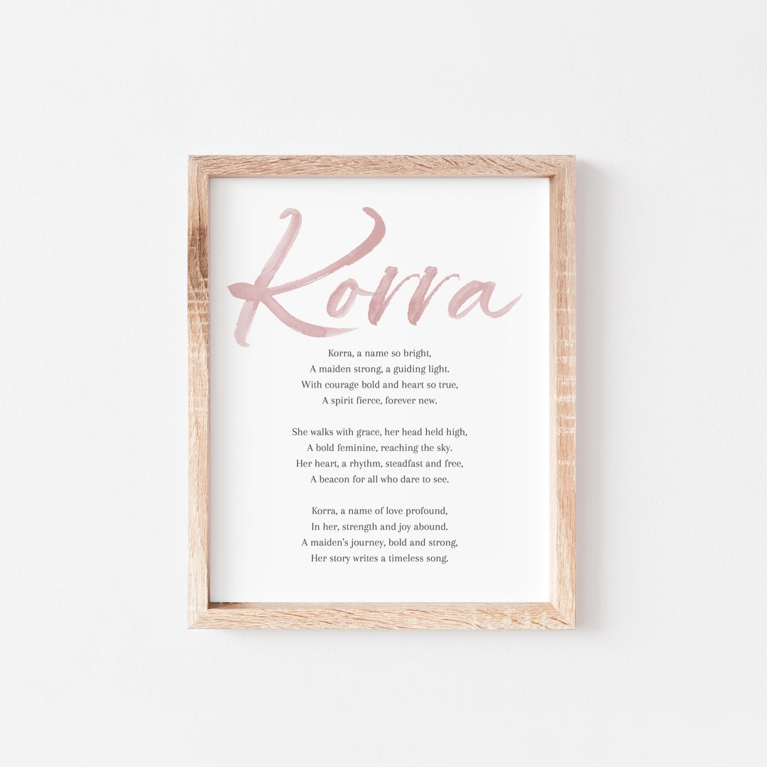 Korra Baby Name Meaning Poem Baby Names Nursery Sign Girl Names ...