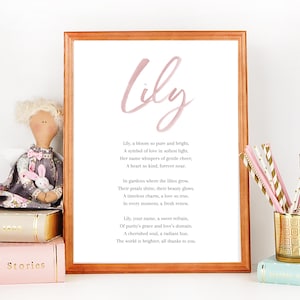 Lily Baby Name Meaning Poem Baby Names Nursery Sign Girl Names ...