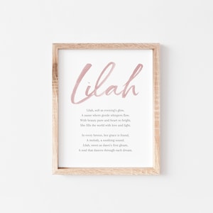 Lilah Baby Name Meaning Poem Baby Names Nursery Sign Girl Names ...