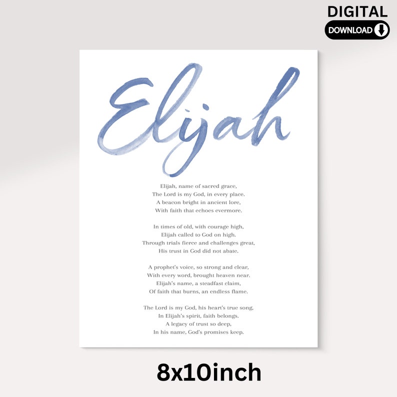 Elijah Baby Name Meaning Poem Baby Names Nursery Sign Boy Names ...