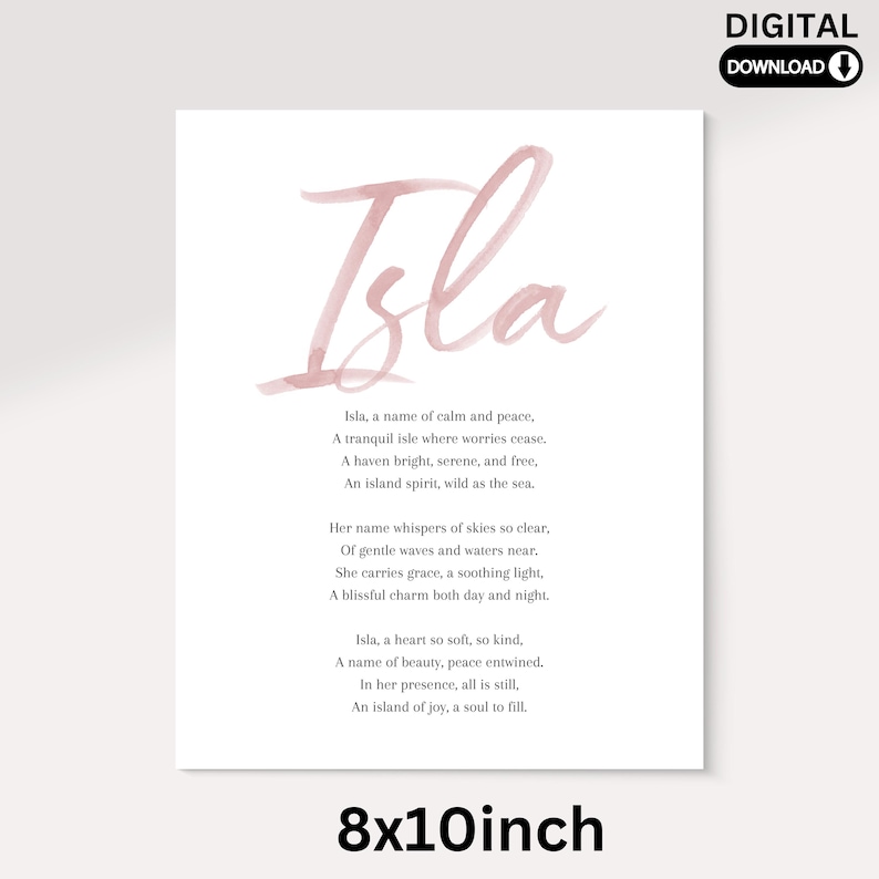 Isla Baby Name Meaning Poem Baby Names Nursery Sign Girl Names ...