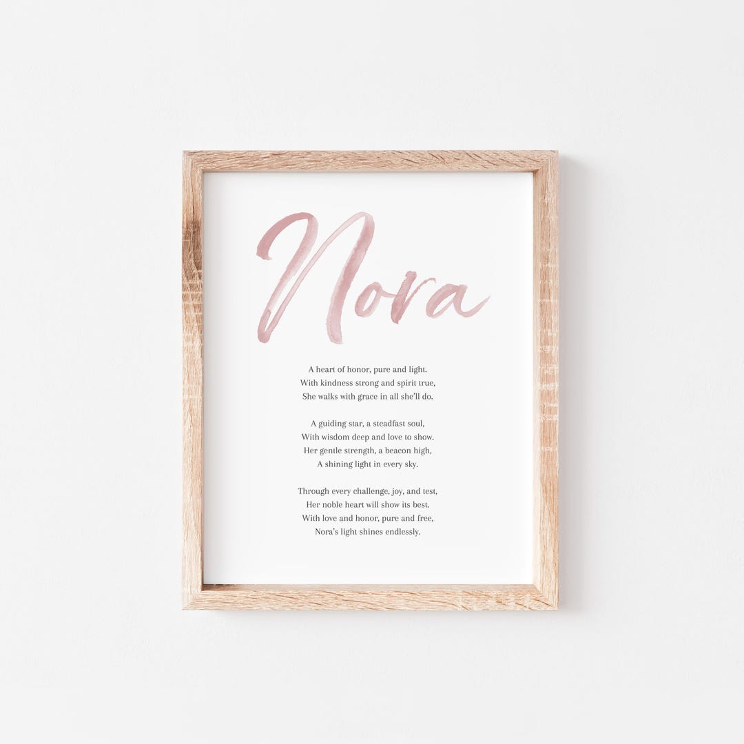 Nora Baby Name Meaning Poem Baby Names Nursery Sign Girl Names ...