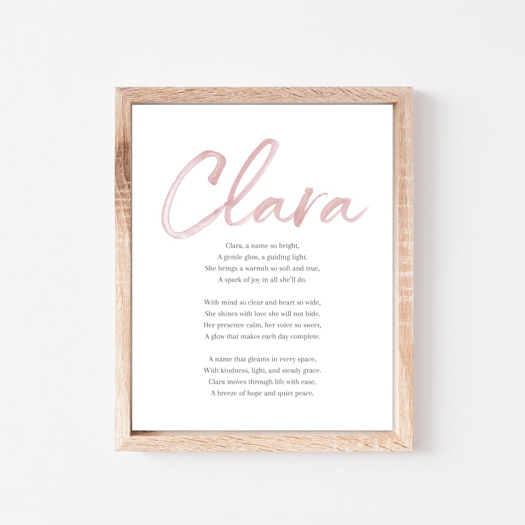 Clara Baby Name Meaning Poem Baby Names Nursery Sign Girl Names ...