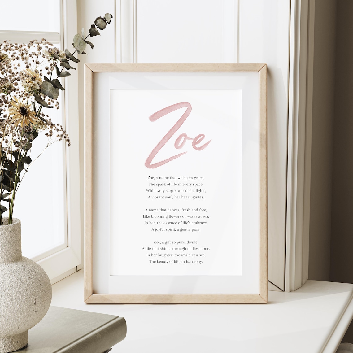 Zoe Baby Name Meaning Poem Baby Names Nursery Sign Girl Names Printable ...