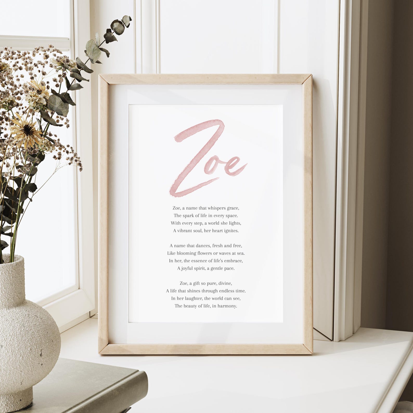 Zoe Baby Name Meaning Poem Baby Names Nursery Sign Girl Names Printable ...