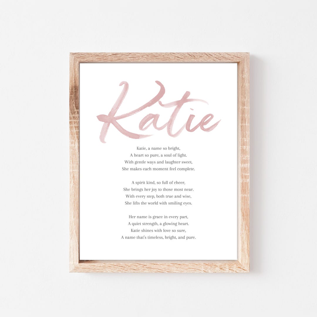 Katie Baby Name Meaning Poem Baby Names Nursery Sign Girl Names ...