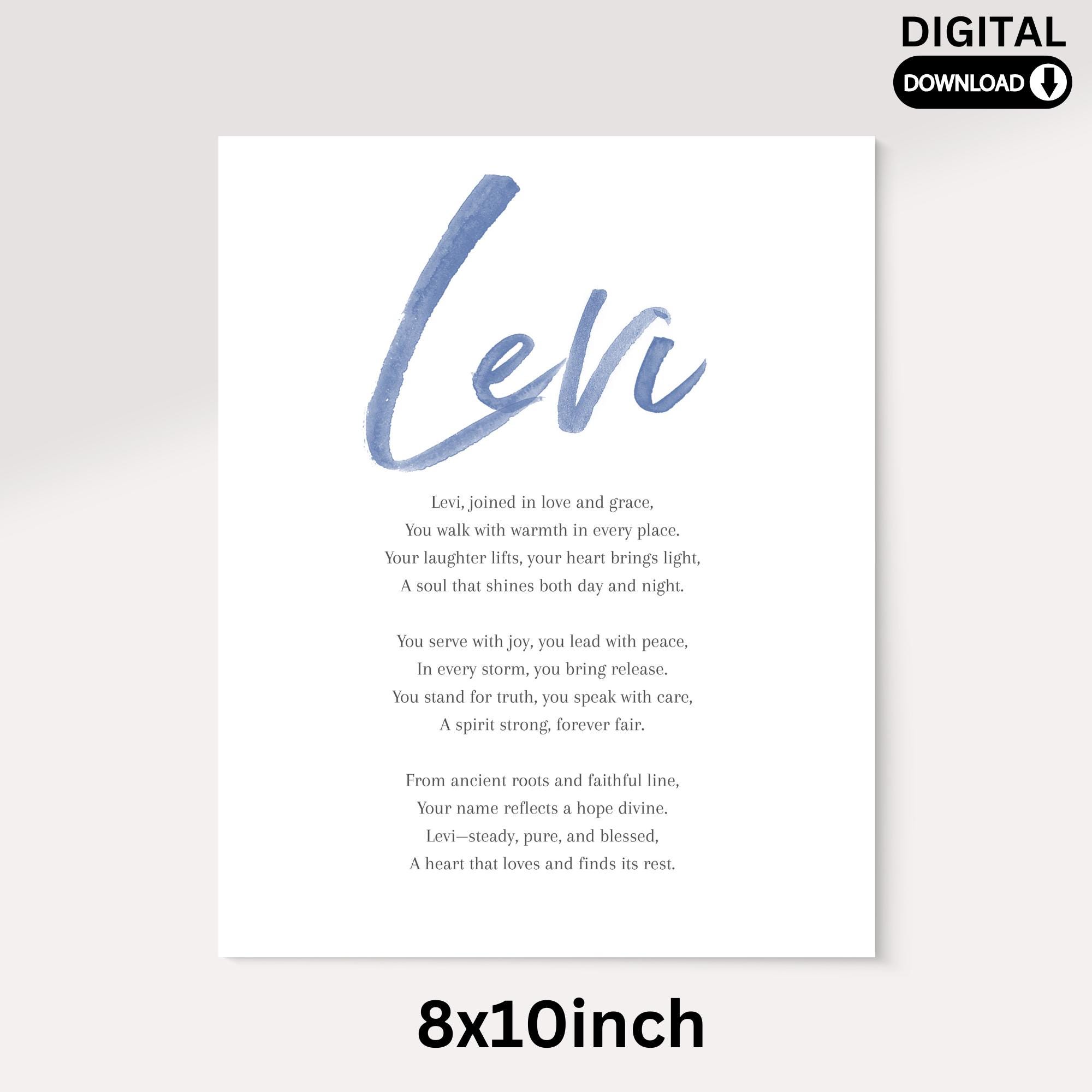 Levi Baby Name Meaning Poem Baby Names Nursery Sign Boy Names Printable ...