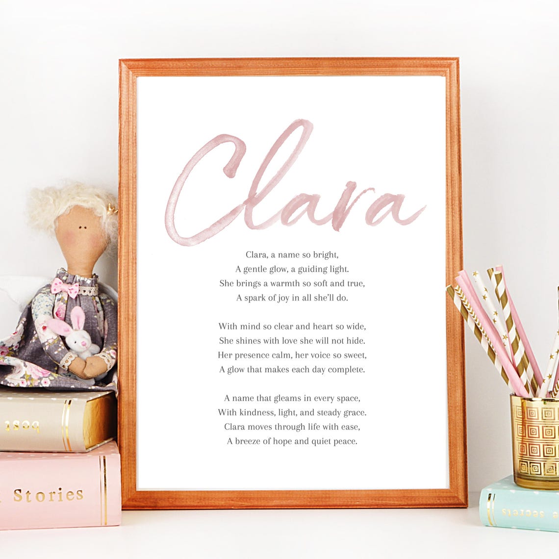 Clara Baby Name Meaning Poem Baby Names Nursery Sign Girl Names ...