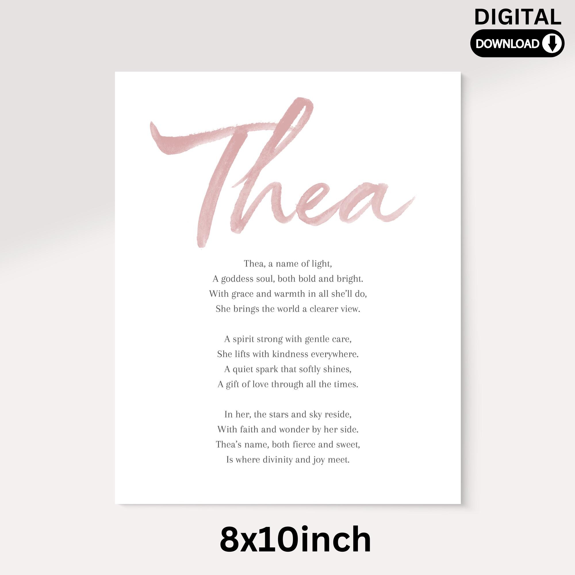 Thea Baby Name Meaning Poem Baby Names Nursery Sign Girl Names ...