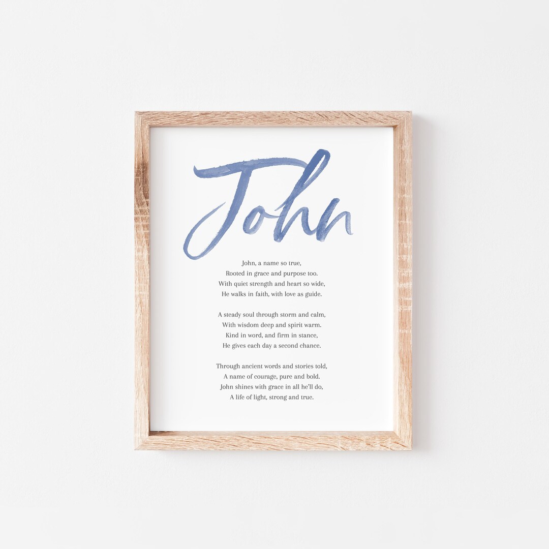 John Baby Name Meaning Poem Baby Names Nursery Sign Boy Names Printable Poem Instant Digital ...
