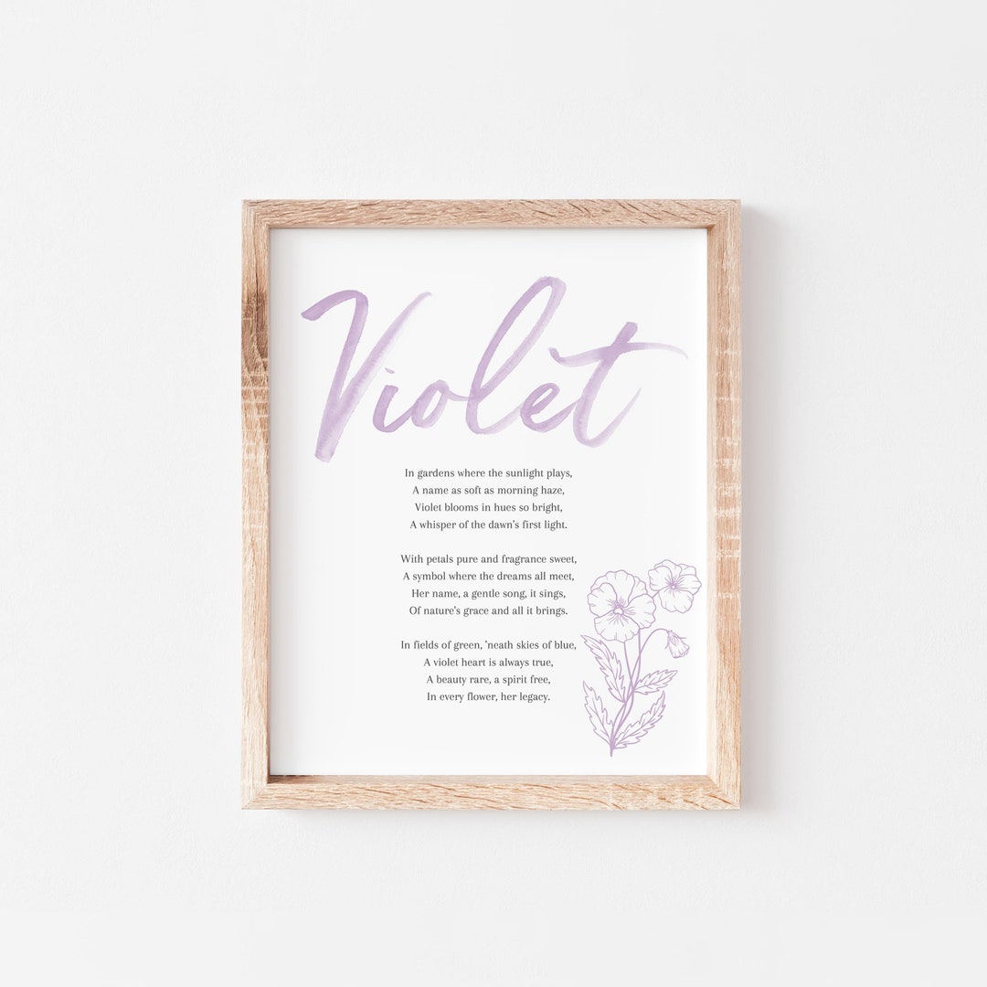 Violet Baby Name Meaning Poem Baby Names Nursery Sign Girl Names ...