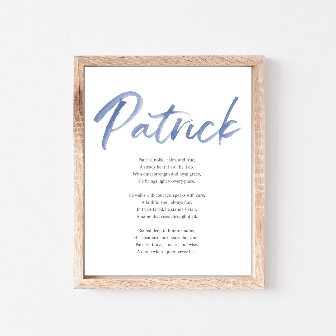 Patrick Baby Name Meaning Poem Baby Names Nursery Sign Boy Names ...