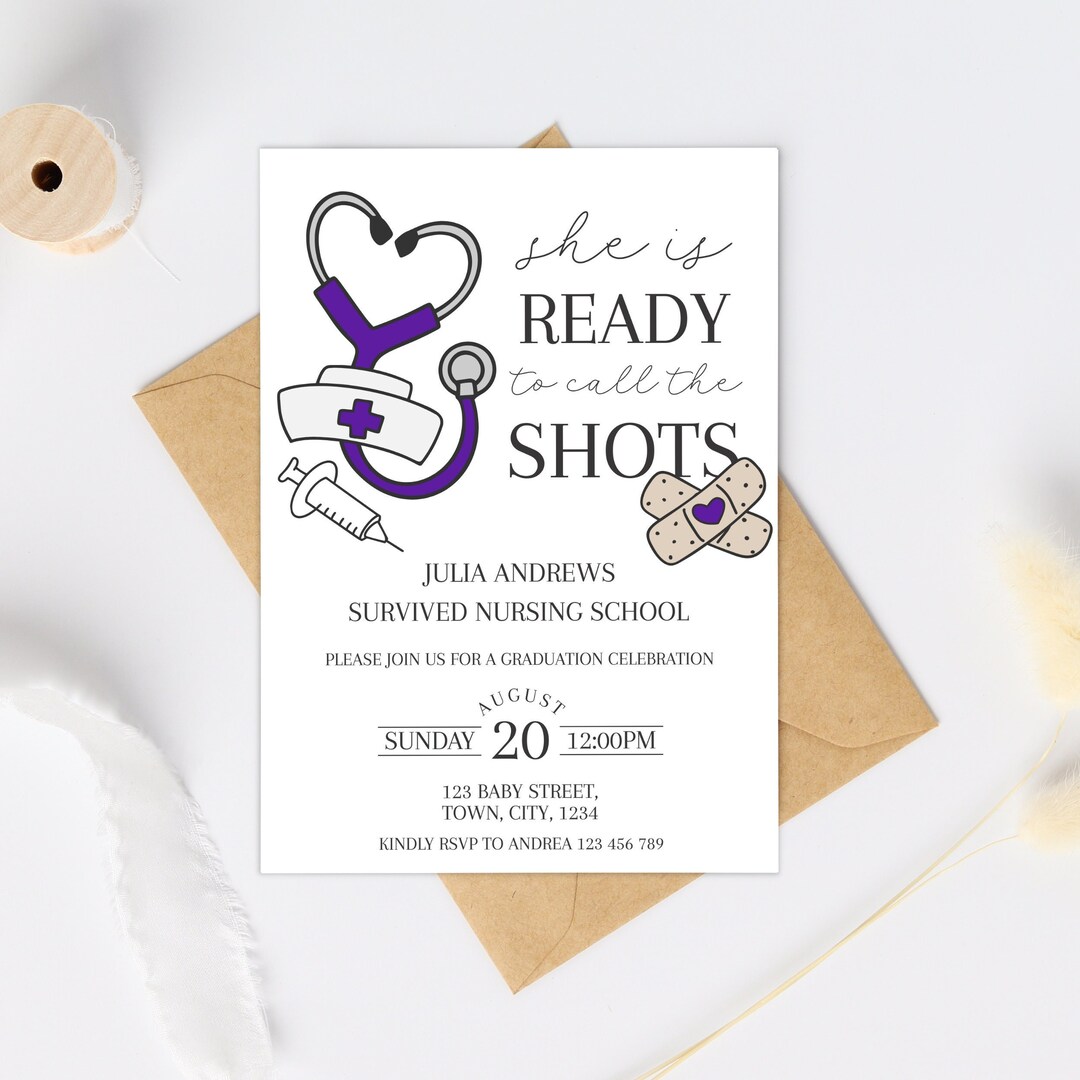 Nurse Graduation Party Invitation, She's Ready to Call the Shots ...